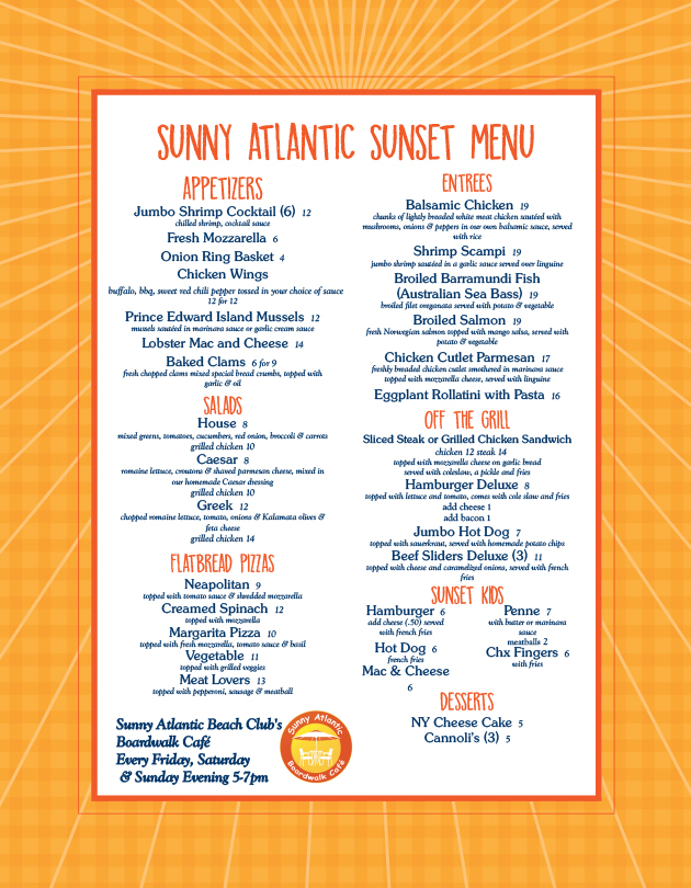 Food & Activities - Sunny Atlantic Beach Club
